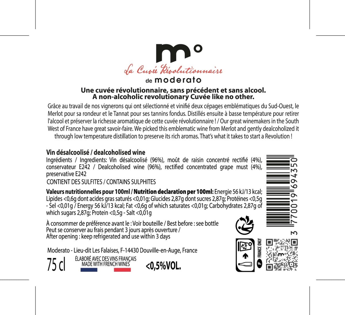 Alcohol-free Red Wine - Revolutionary Cuvée | Moderato
